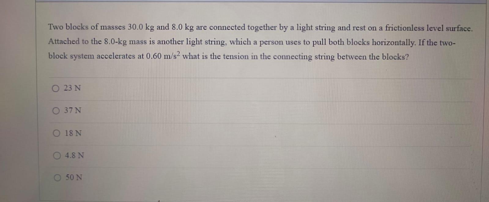 Solved Two blocks of masses 30.0 kg and 8.0 kg are connected | Chegg.com