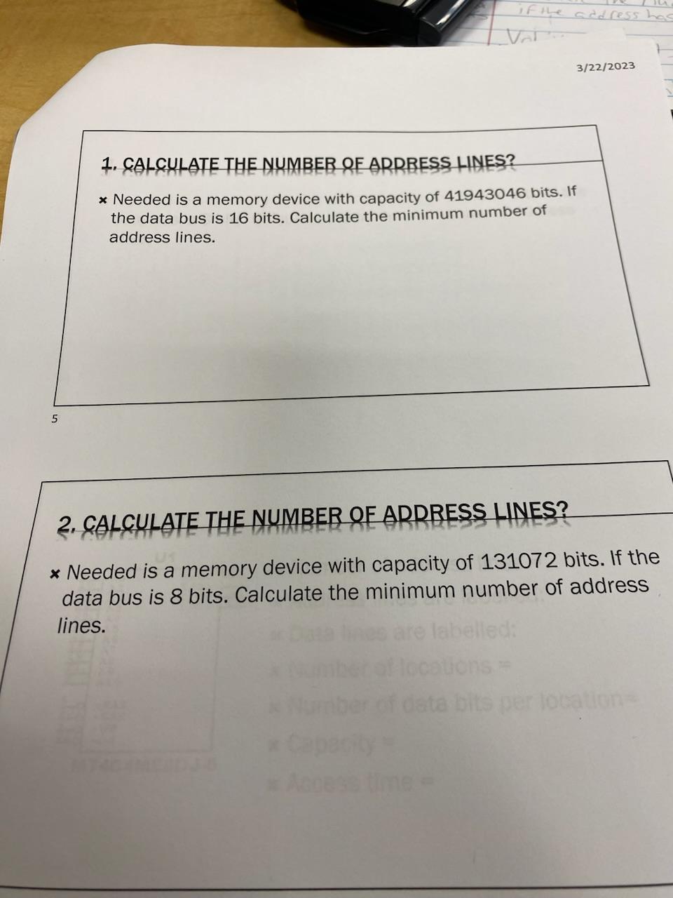 Solved IC SRAM 2048×8 × Number of address lines = * Address | Chegg.com