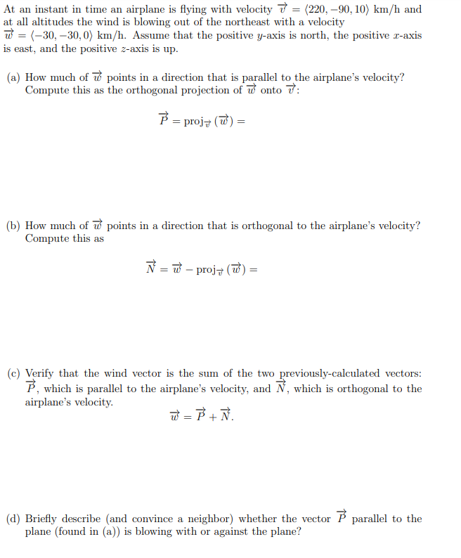 Solved At an instant in time an airplane is flying with | Chegg.com