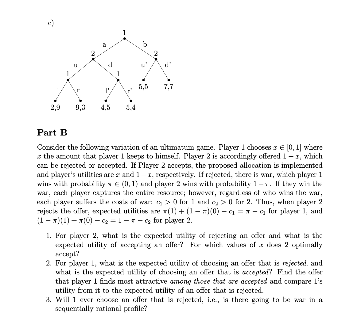 Solved Part A Consider the extensive form games below. For | Chegg.com