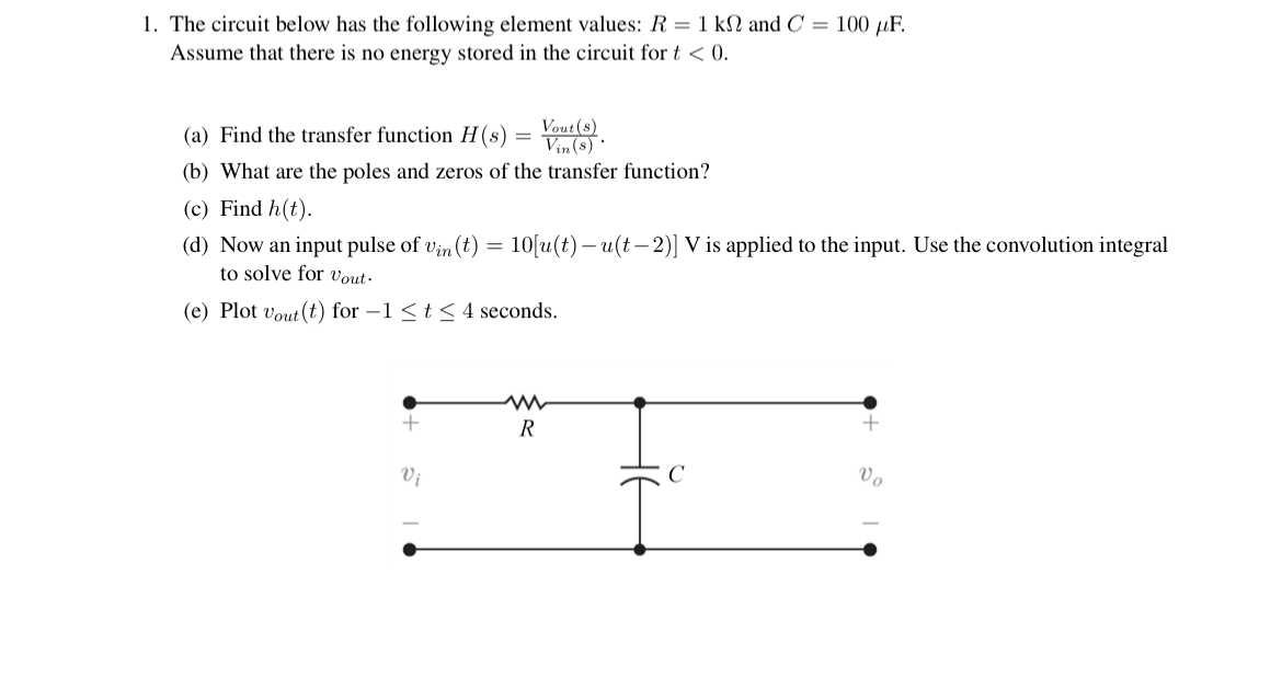 Solved 1. The circuit below has the following element | Chegg.com