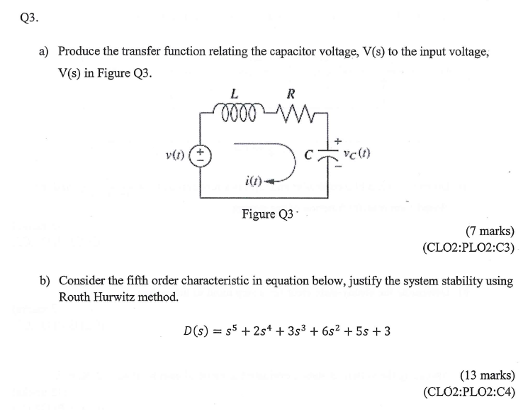 Solved a) Produce the transfer function relating the | Chegg.com