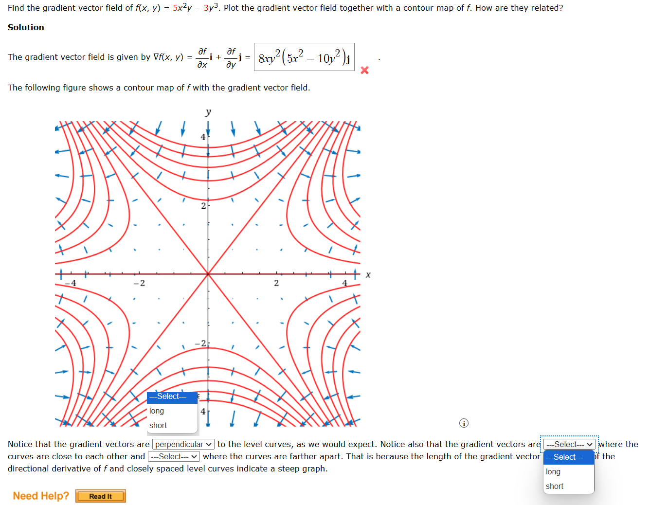 Solved Find the gradient vector field of f(x,y)=5x2y-3y3. | Chegg.com