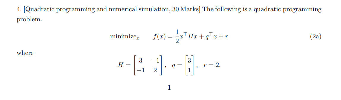 4 Quadratic Programming And Numerical Simulation 