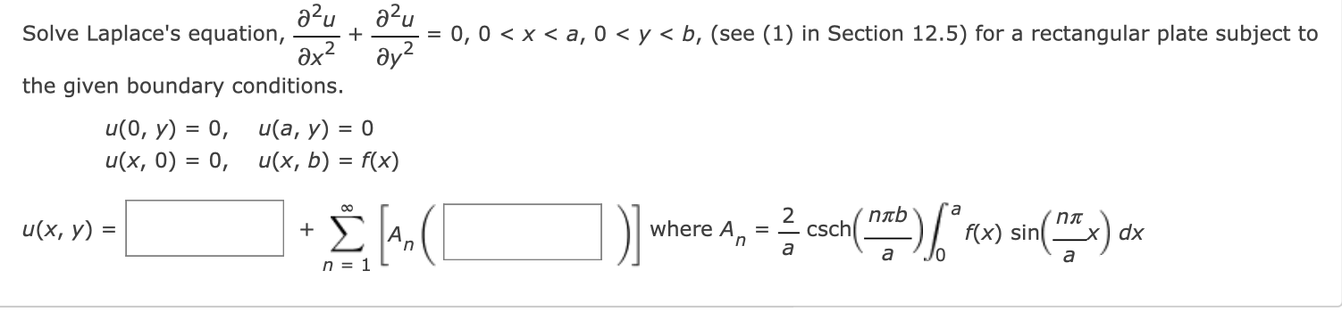 Solved Solve Laplace's equation, ∂x2∂2u+∂y2∂2u=0,0 | Chegg.com