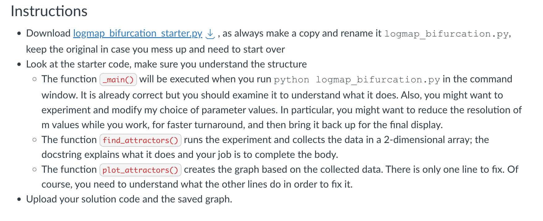 Solved Instructions - Download logmap bifurcation starter.py | Chegg.com