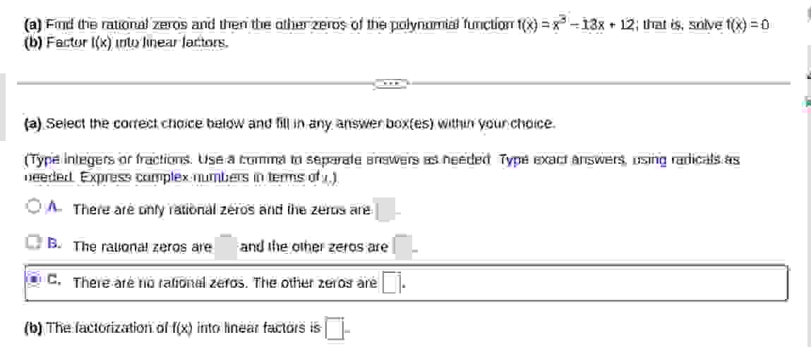 Solved (a) ﻿Find ttie ratkoinal zeros and theri the ather | Chegg.com
