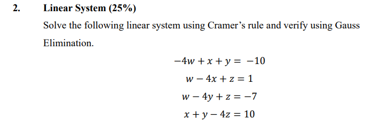 Solved Linear System (25\%) Solve the following linear | Chegg.com