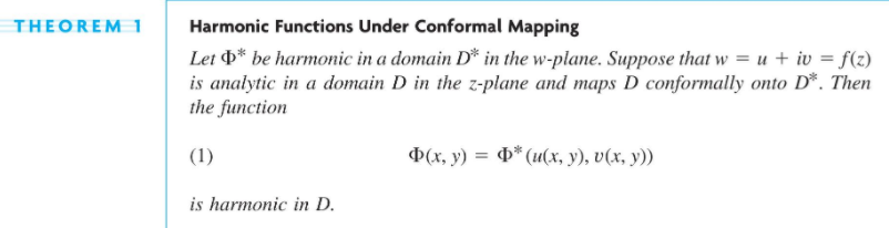 Solved THEOREM 1 Harmonic Functions Under Conformal Mapping | Chegg.com