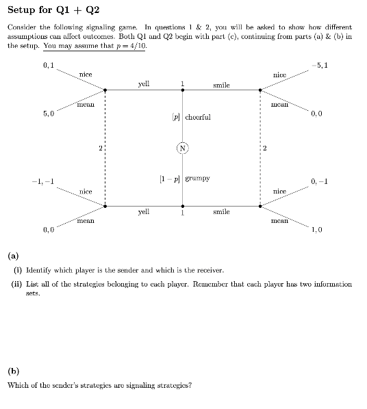 Solved Setup for Q1+Q2 Consider the following signaling | Chegg.com