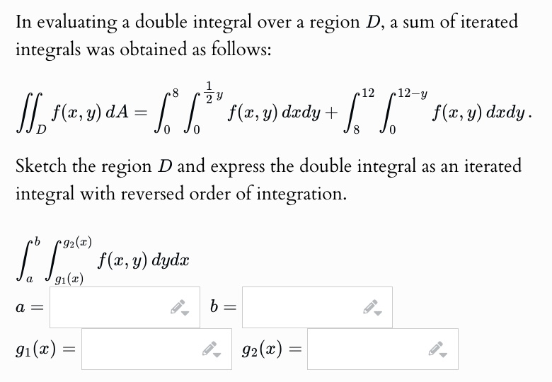 Solved In ﻿evaluating a double integral over a region D, ﻿a | Chegg.com