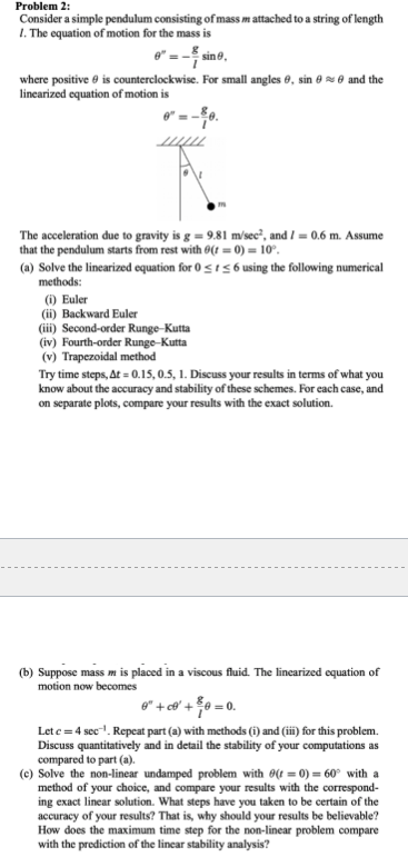 Solved Problem 2: Consider a simple pendulum consisting of | Chegg.com