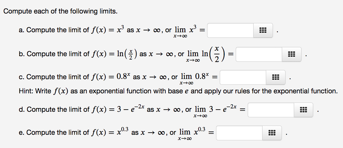 Solved Compute each of the following limits. a. Compute the | Chegg.com