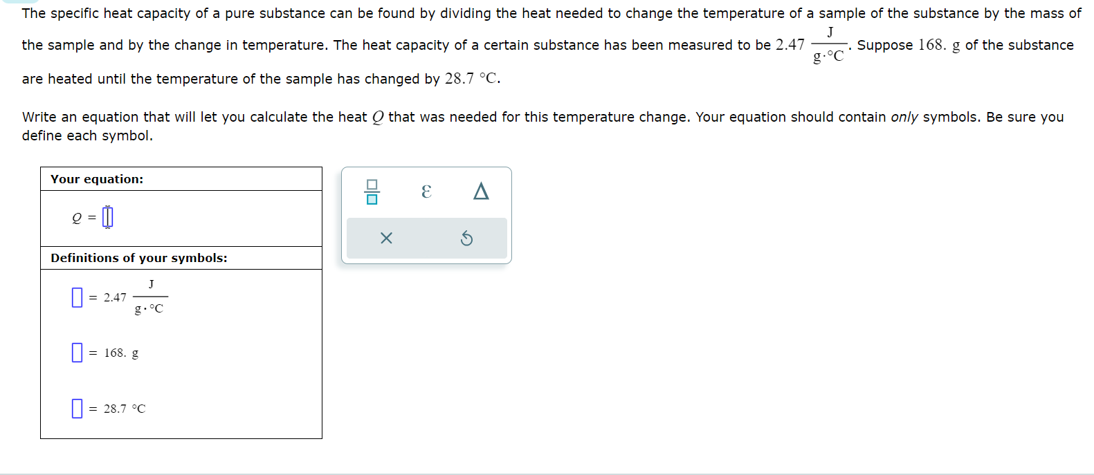 Solved The specific heat capacity of a pure substance can be | Chegg.com