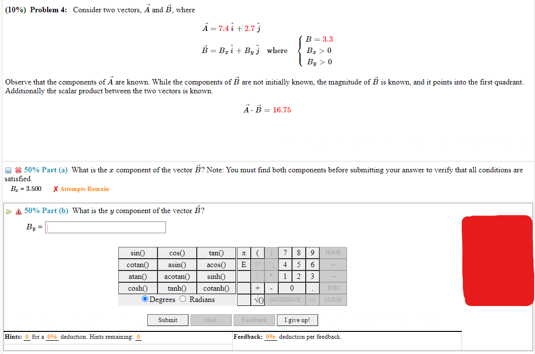 Solved (10\%) Problem 4: Consider two vectors, A and B, | Chegg.com