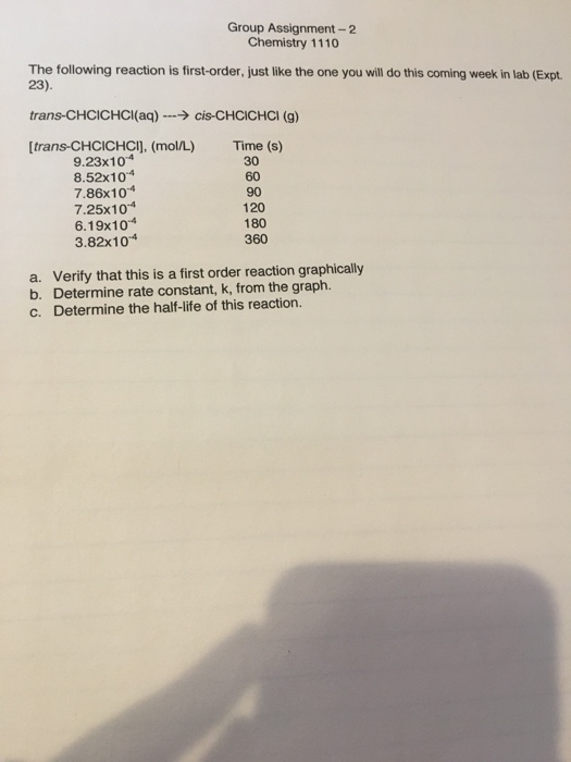 Solved Group Assignment-2 Chemistry 1110 The following | Chegg.com