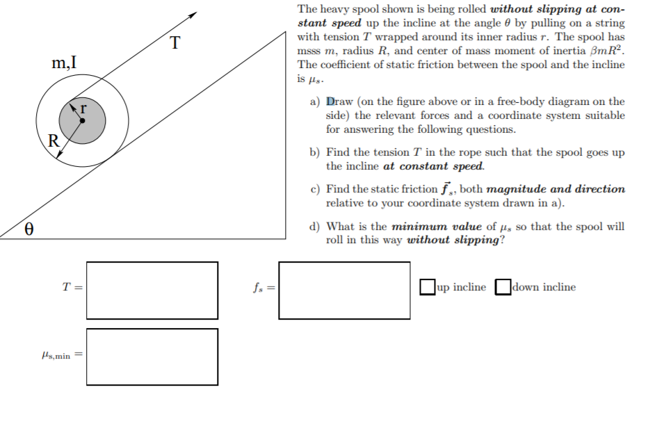 Solved T The heavy spool shown is being rolled without | Chegg.com