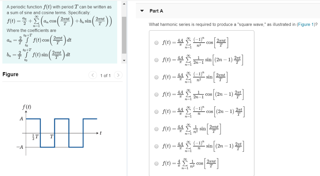 Solved A periodic function f (t) with period Tcan be written | Chegg.com