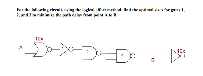 Solved For the following circuit, using the logical effort | Chegg.com