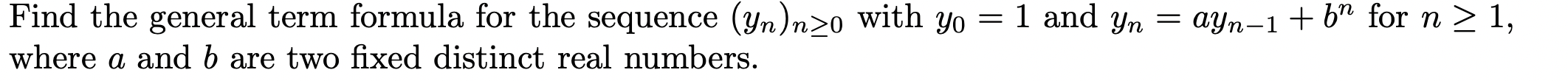 Solved ind the general term formula for the sequence (yn)n≥0 | Chegg.com