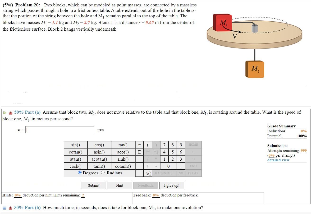 Solved (5\%) Problem 20: Two blocks, which can be modeled as | Chegg.com