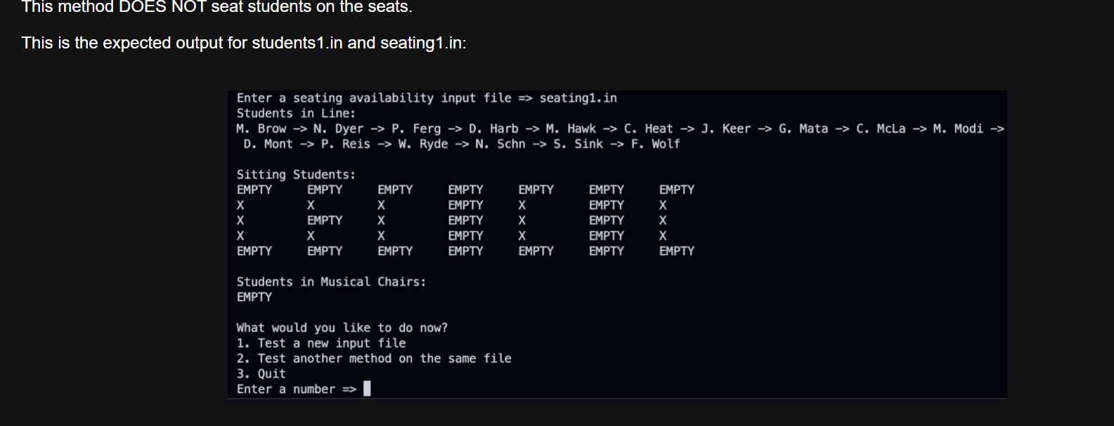 Solved 2. setupseats This method creates the classroom | Chegg.com