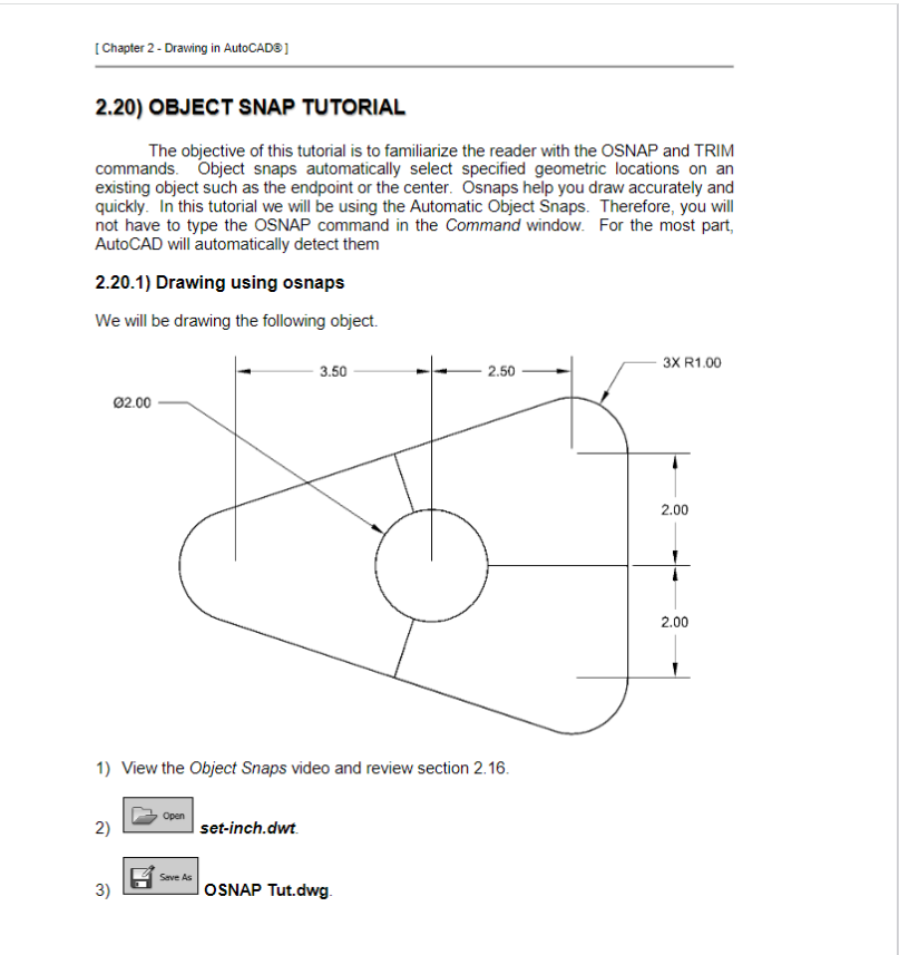 Solved Chapter 2- Drawing in AutoCAD ] 2.20) OBJECT SNAP | Chegg.com