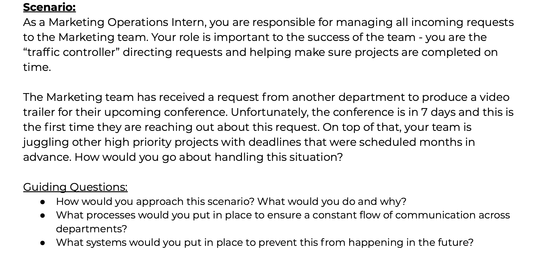 Solved Scenario: As a Marketing Operations Intern, you are | Chegg.com