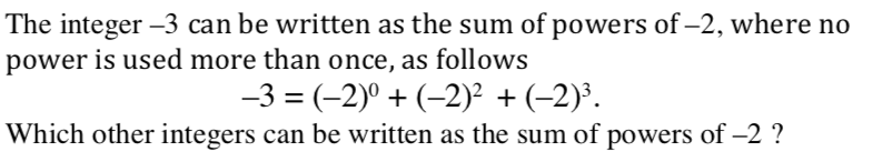 Solved The integer –3 can be written as the sum of powers of | Chegg.com