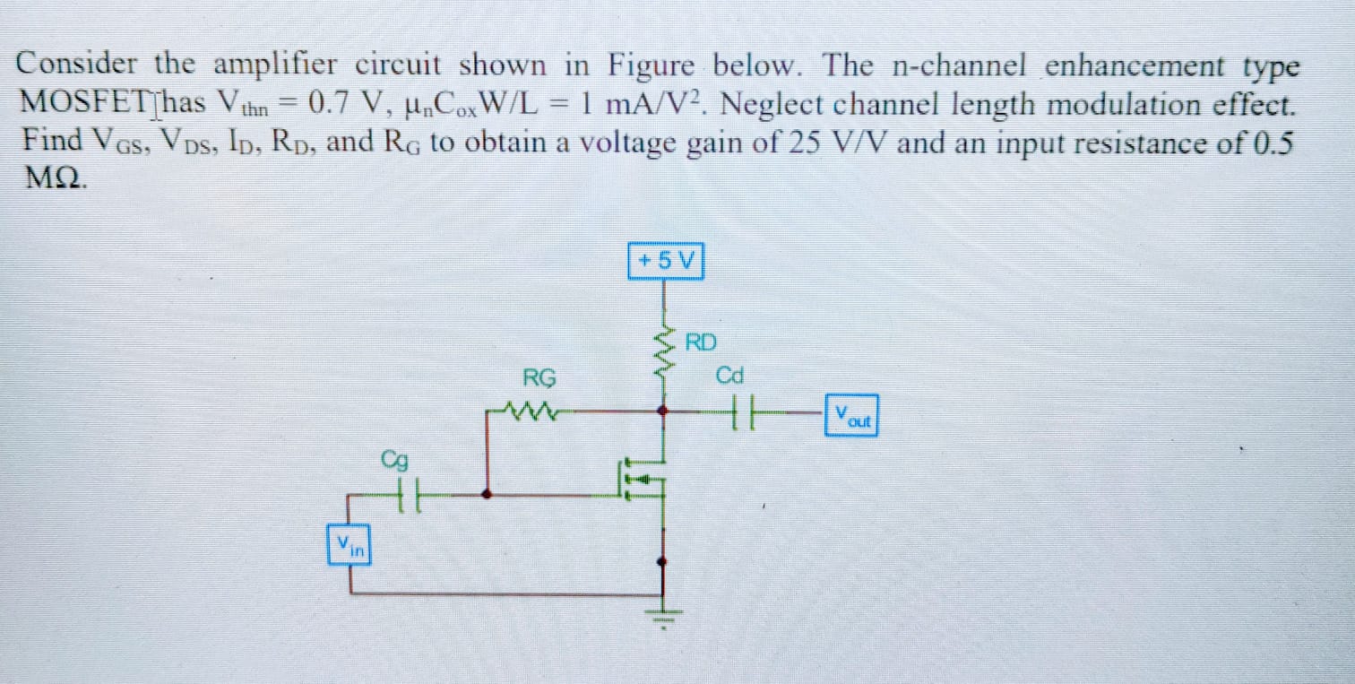 Solved Consider the amplifier circuit shown in Figure below. | Chegg.com
