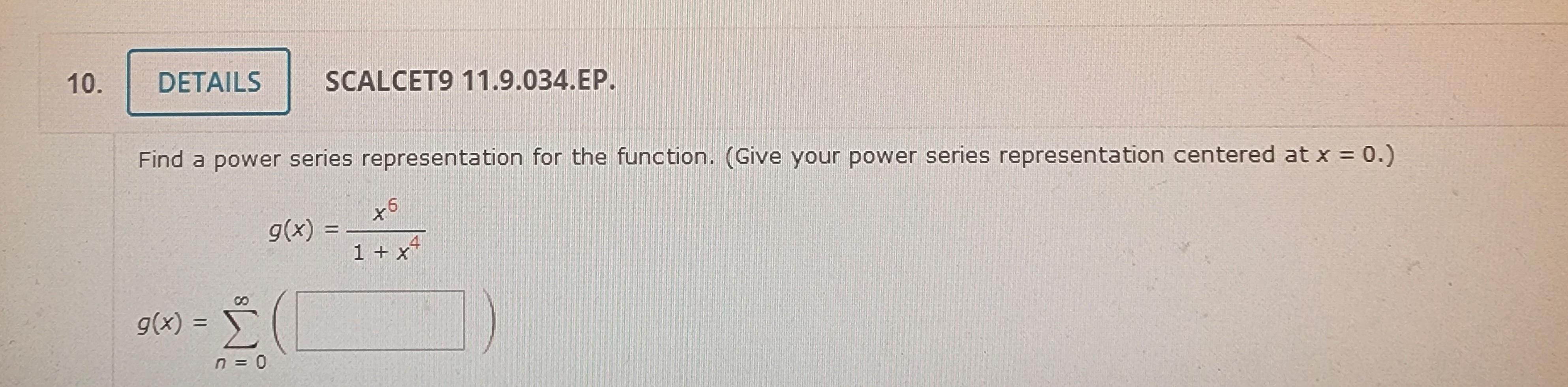 Solved Find a power series representation for the function. | Chegg.com