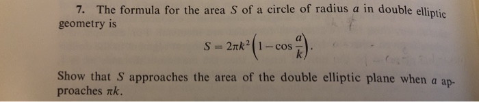 Solved 7. The formula for the area S of a circle of radius a | Chegg.com