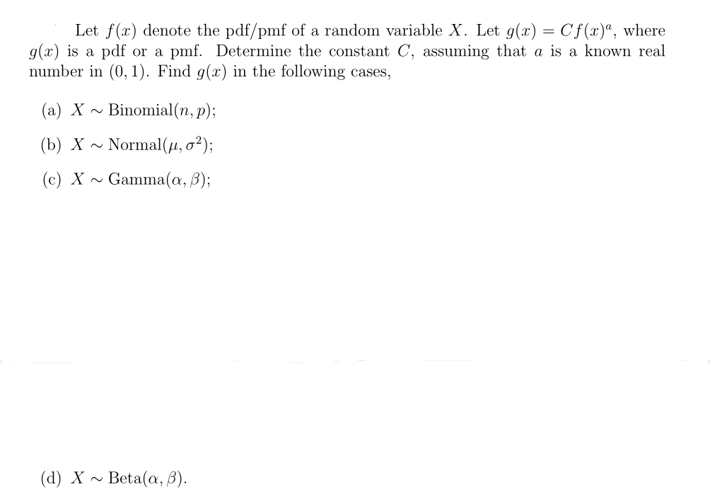 Let f(x) denote the pdf/pmf of a random variable X. | Chegg.com