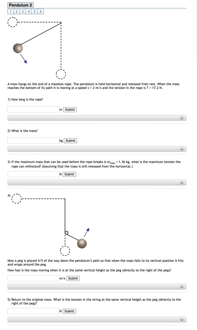 Solved A mass m=4.2 kg hangs on the end of a massless rope | Chegg.com