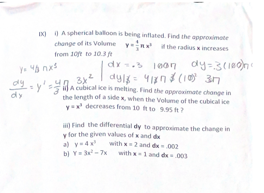 Solved IX) i) A spherical balloon is being inflated. Find | Chegg.com