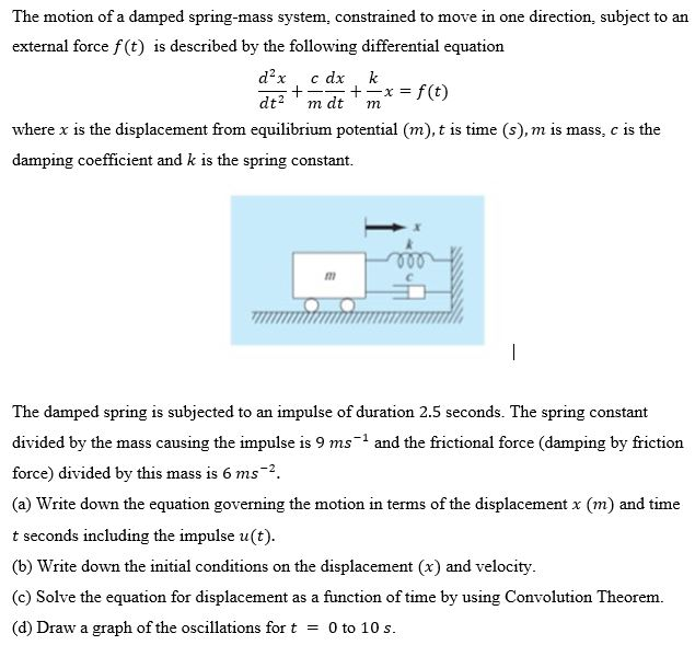 The motion of a damped spring-mass system, | Chegg.com