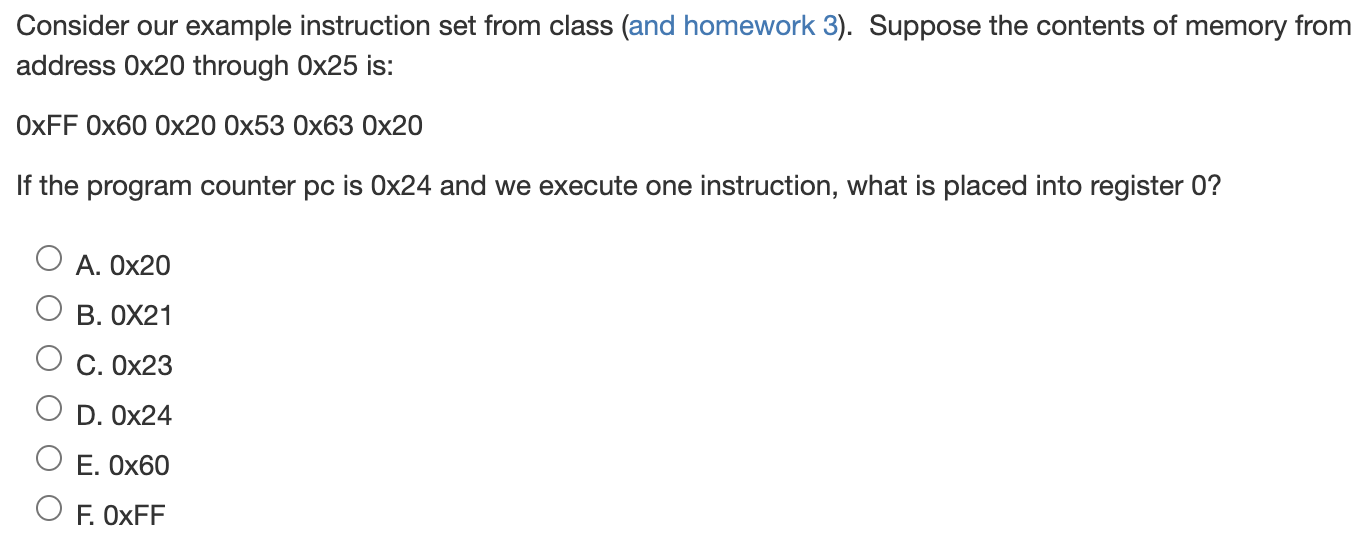 Solved Consider our example instruction set from class (and | Chegg.com