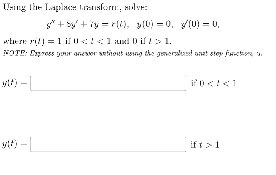 Solved Using the Laplace transform, solve: | Chegg.com