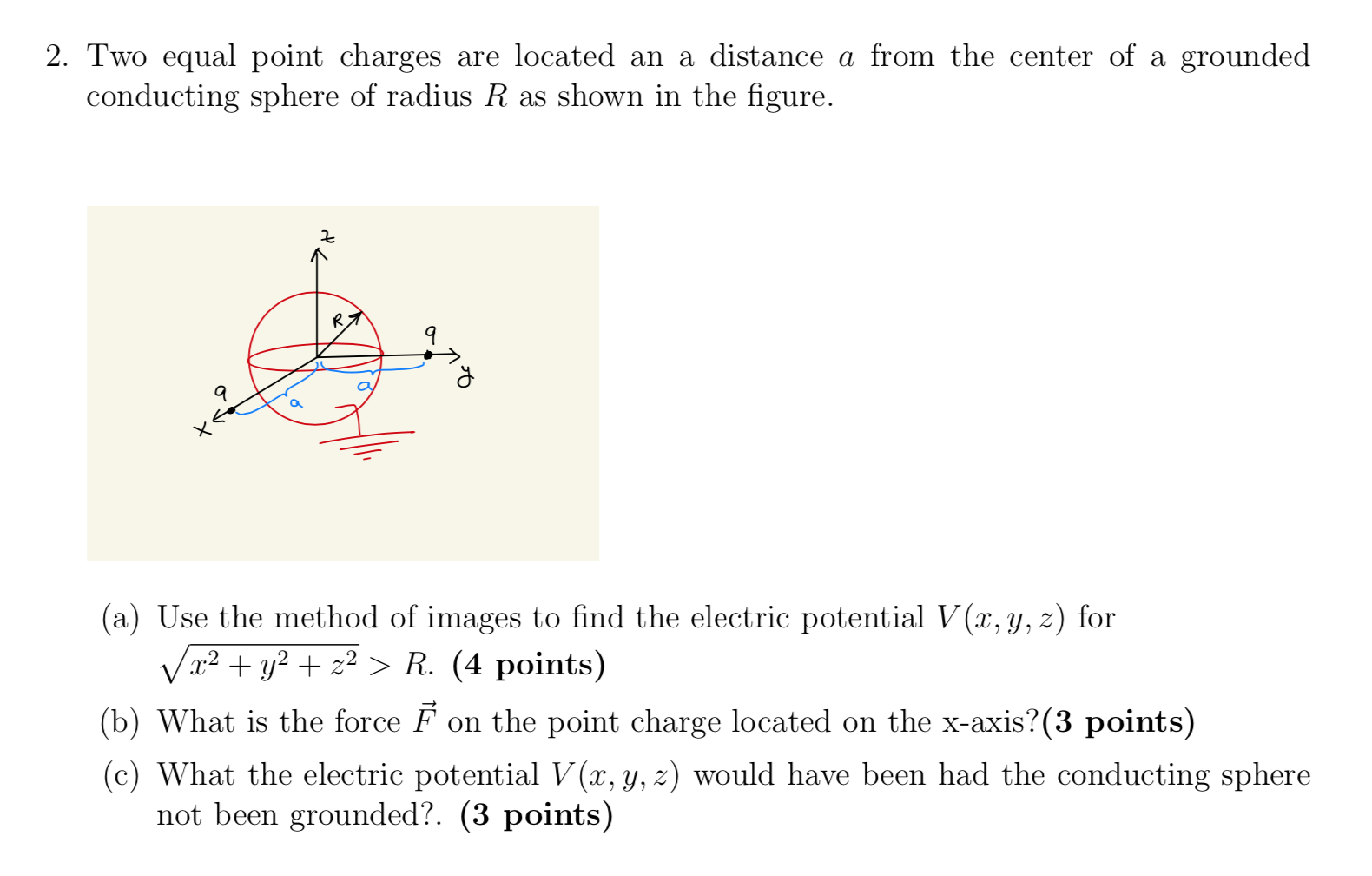 Solved 2. Two equal point charges are located an a distance | Chegg.com