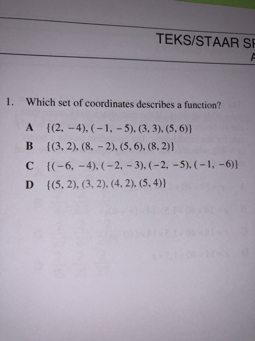 Solved TEKS/STAAR S 1. Which set of coordinates describes a | Chegg.com
