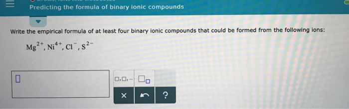 Solved Predicting the formula of binary ionic compounds | Chegg.com