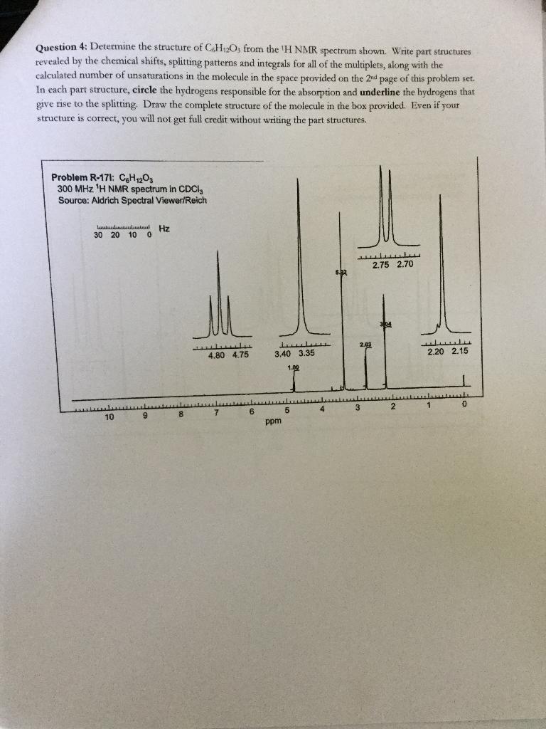 Solved Question 4: Determine the structure of CHO, from the | Chegg.com