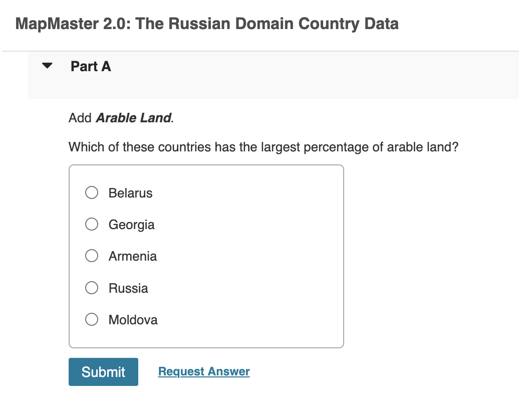 Solved MapMaster 2.0: The Russian Domain Country Data v Part | Chegg.com