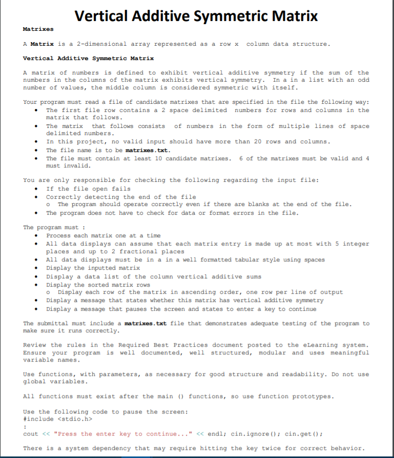 Solved Vertical Additive Symmetric Matrix Matrixes A Matrix | Chegg.com