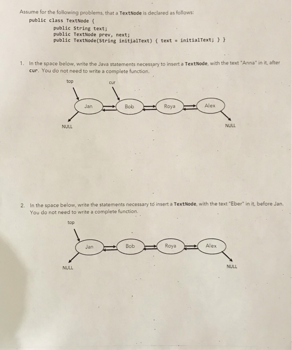 Solved Assume For The Following Problems That A Textnode Is 0582