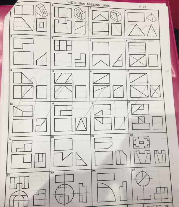 Solved SKETCHING MISSING LINES H w 24 ET 26 | Chegg.com