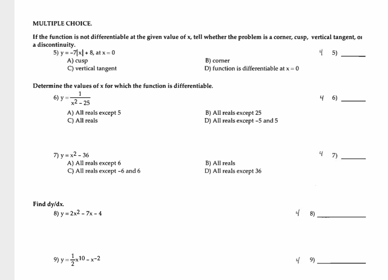 Solved MULTIPLE CHOICE. If the function is not | Chegg.com