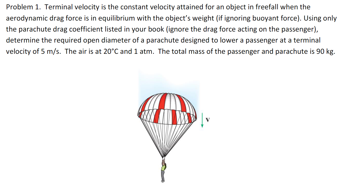 Solved Problem 1. Terminal velocity is the constant velocity | Chegg.com