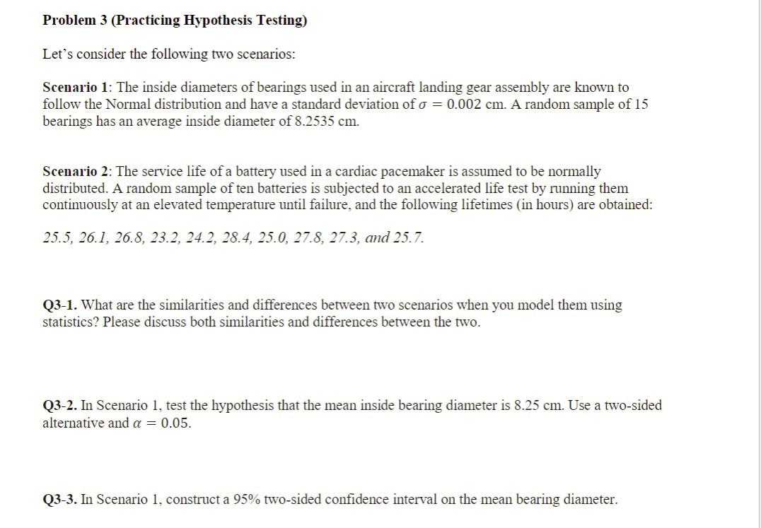 Solved Problem 3 (Practicing Hypothesis Testing) Let's | Chegg.com