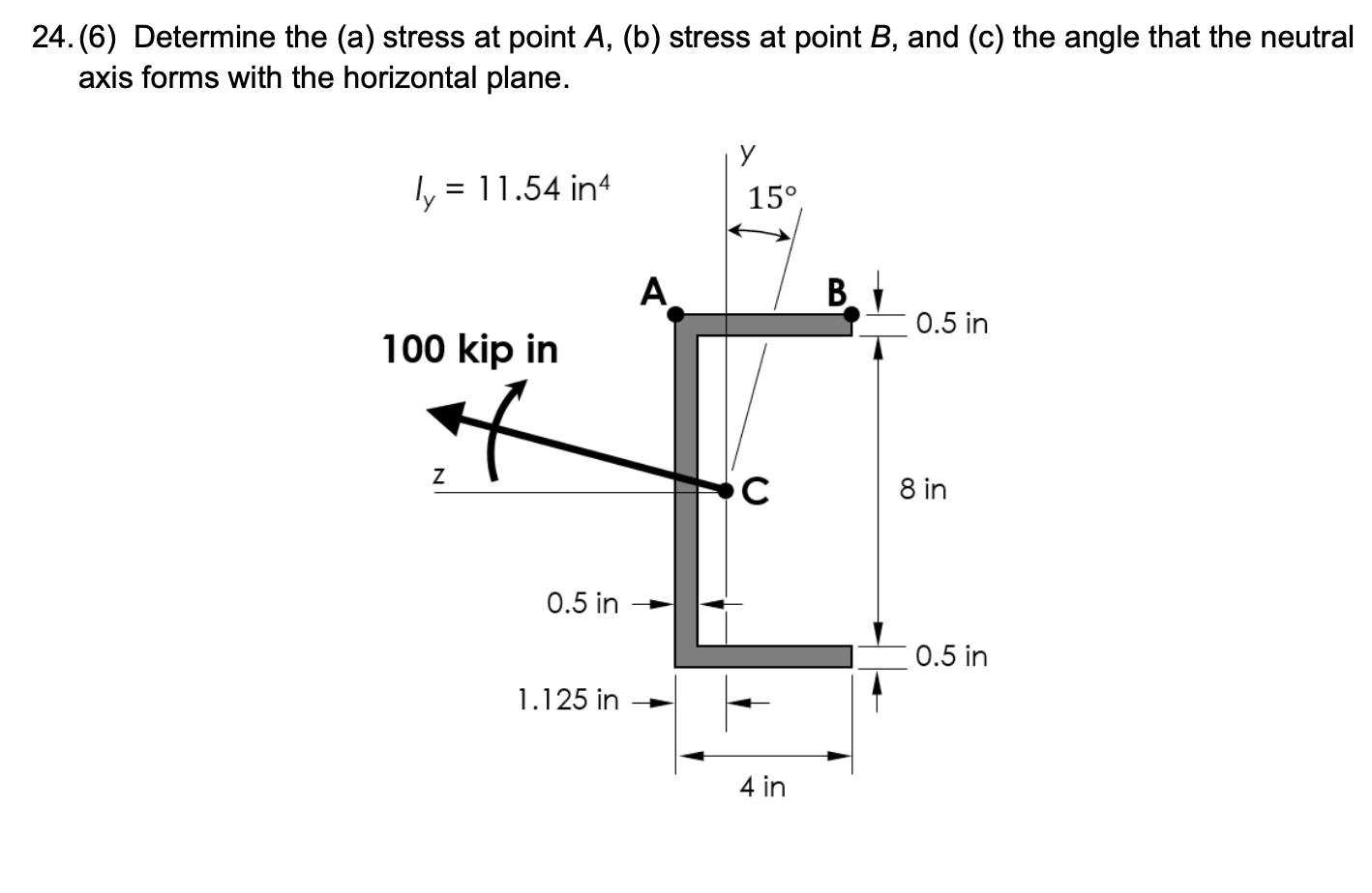 Solved Determine the (a) stress at point A, (b) stress at | Chegg.com